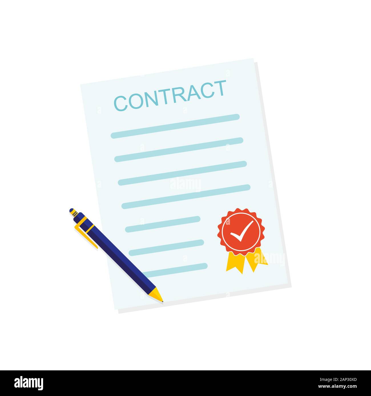 Colored contract icon. Vector illustration. Business contract symbol ...