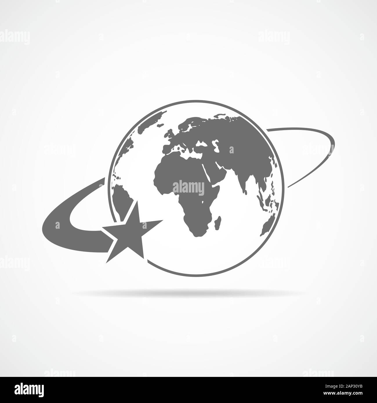 Concept of the air travel. Vector illustration. Star flying around the ...