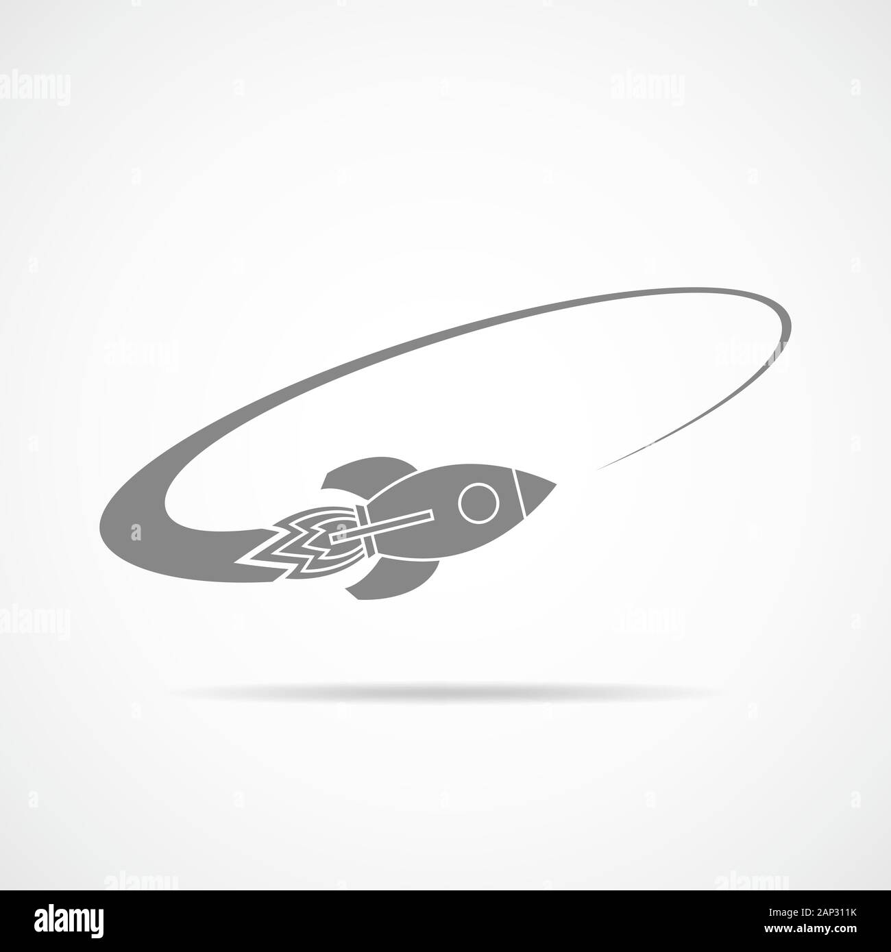 Flying space rocket. Space rocket symbol in flat design. Concept of ...