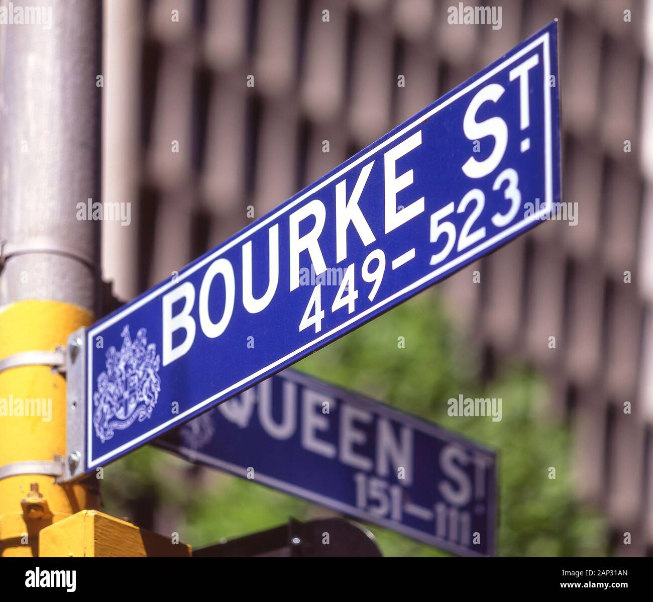 Bourke Street sign in downtown Melbourne, Victoria, Australia Stock ...