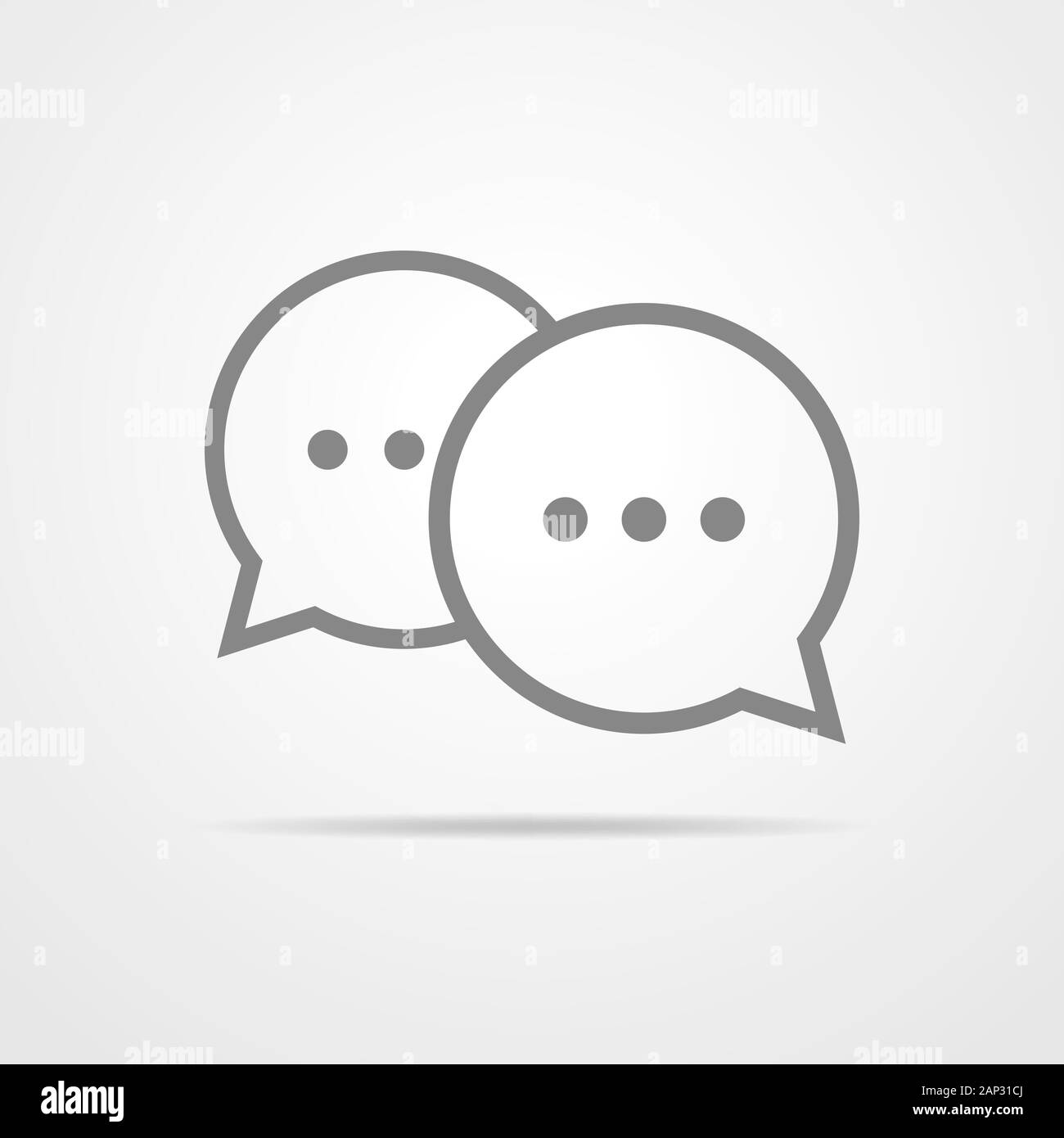 Speech bubbles icon on a light background. Vector illustration. Gray ...