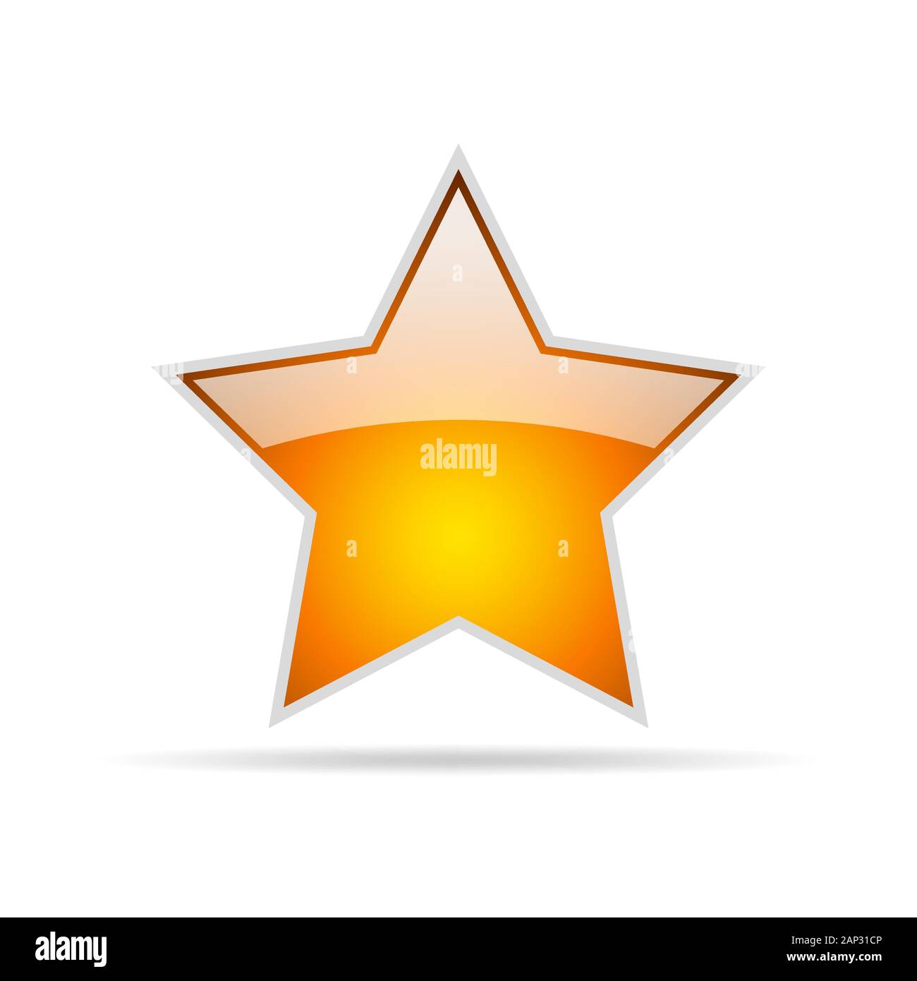 Orange glossy star icon isolated on white background. Vector ...