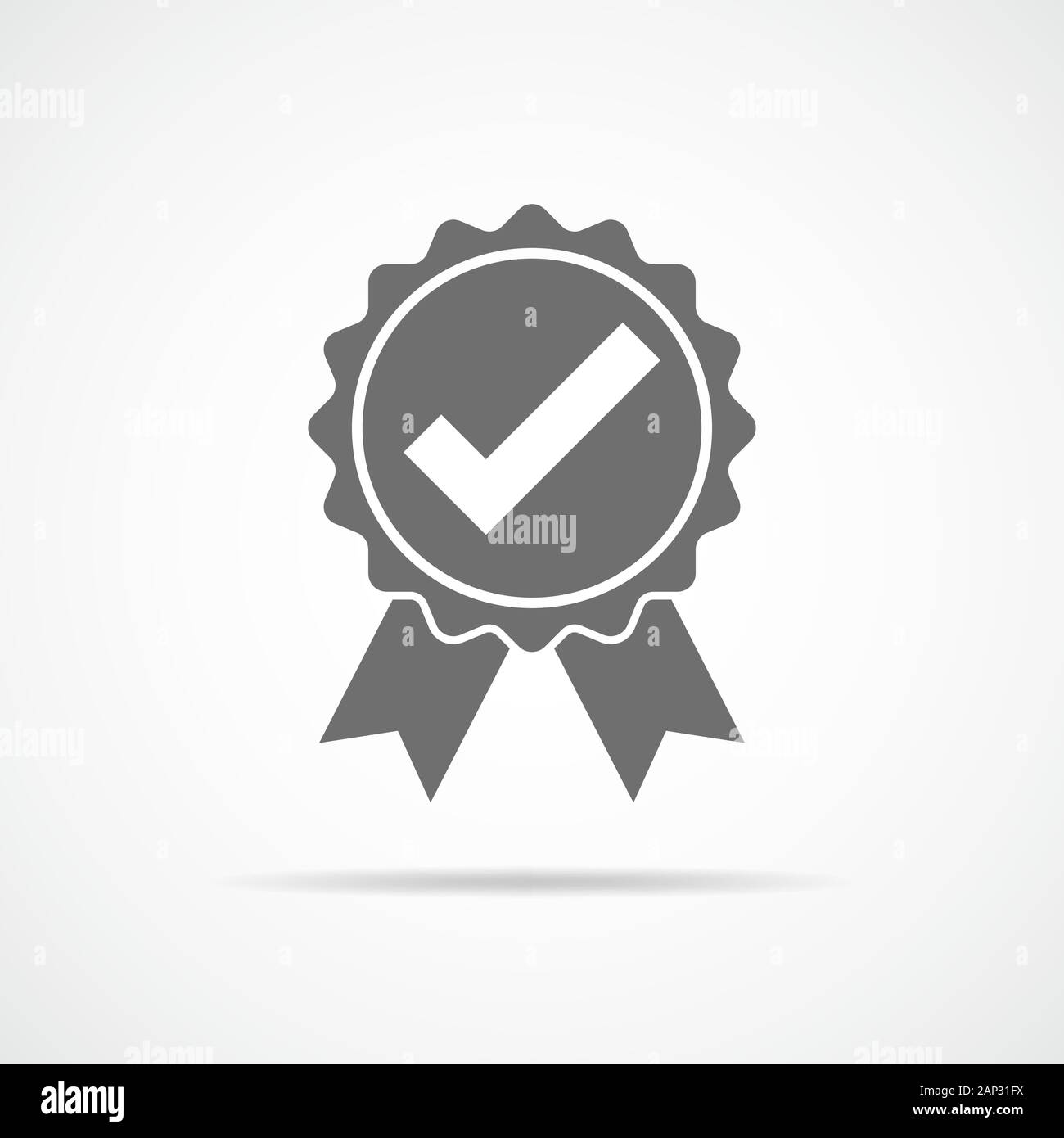 Gray approved icon in flat design. Check mark on light background ...