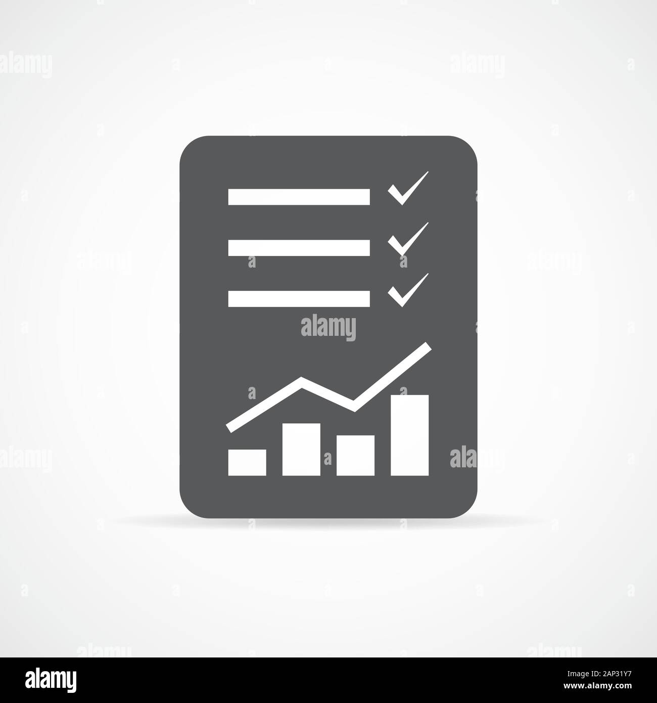 Report of text file. Document with chart symbol. Checklist icon in flat ...