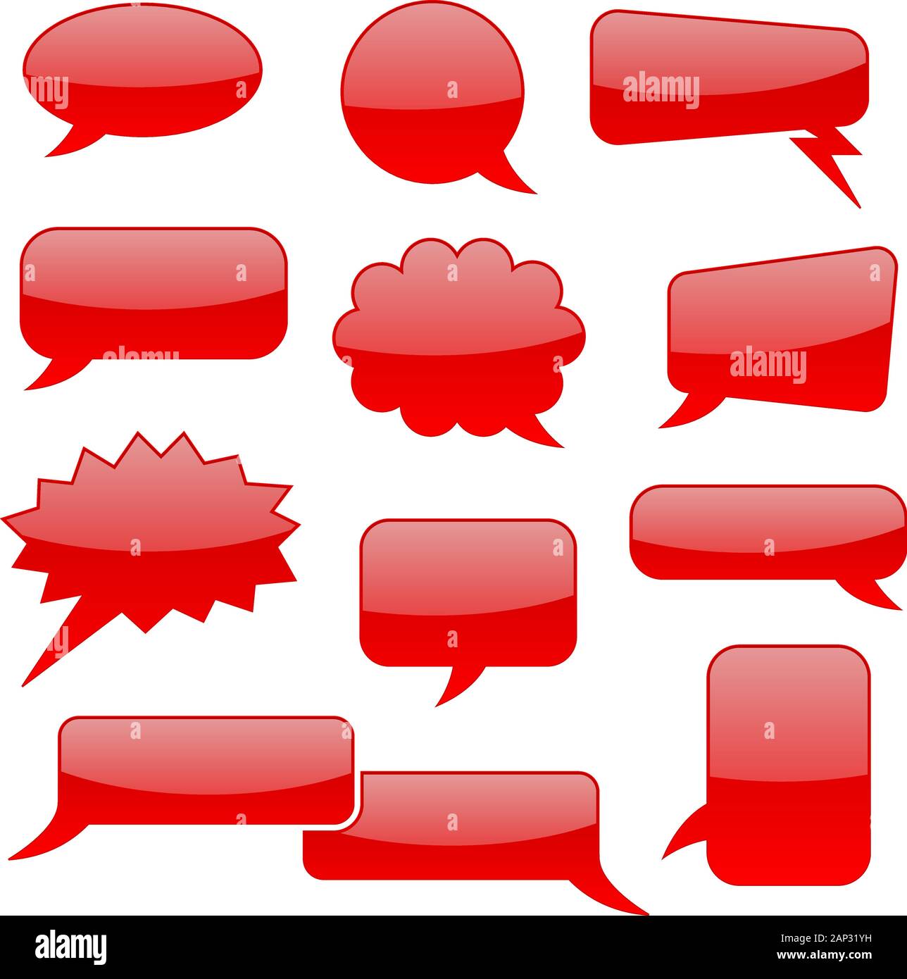 Speech bubbles. Red blank shiny signs Stock Vector Image & Art - Alamy