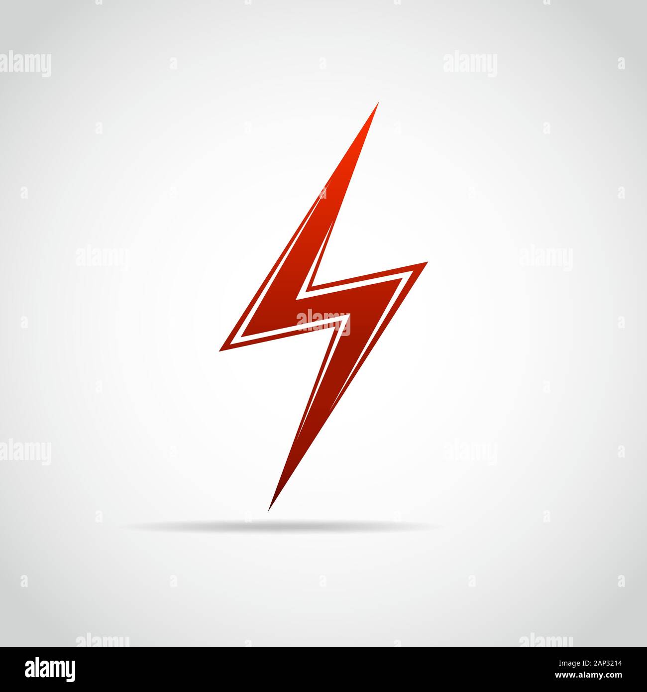 Lightning icon. Vector illustration. Red lightning icon isolated on ...