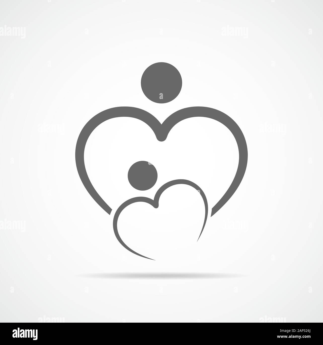 Family care symbol in the heart shape. Vector illustration. Concept of ...