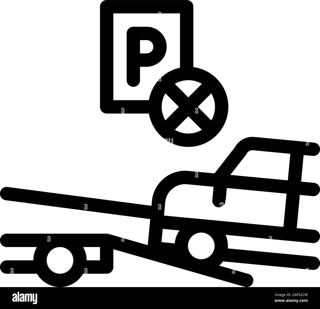 Wrong Parking Car Icon Vector Outline Illustration Stock Vector Image ...