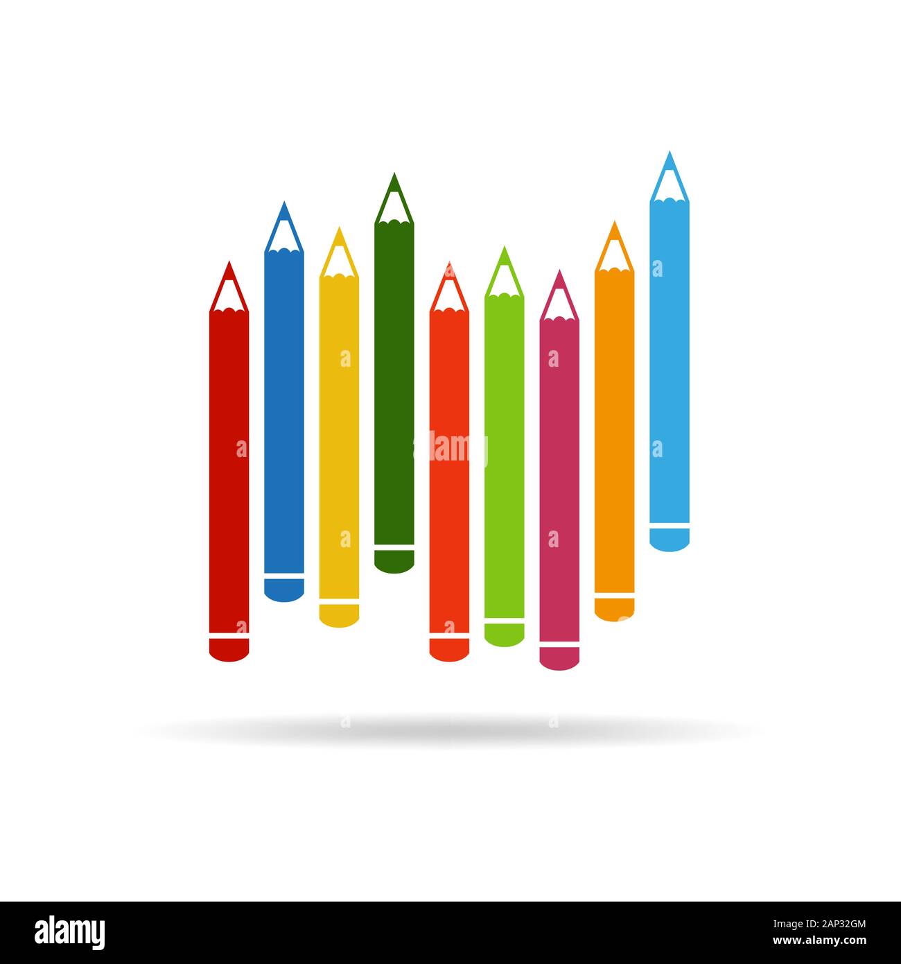 Set of colored pencil icons in flat design. Vector illustration ...