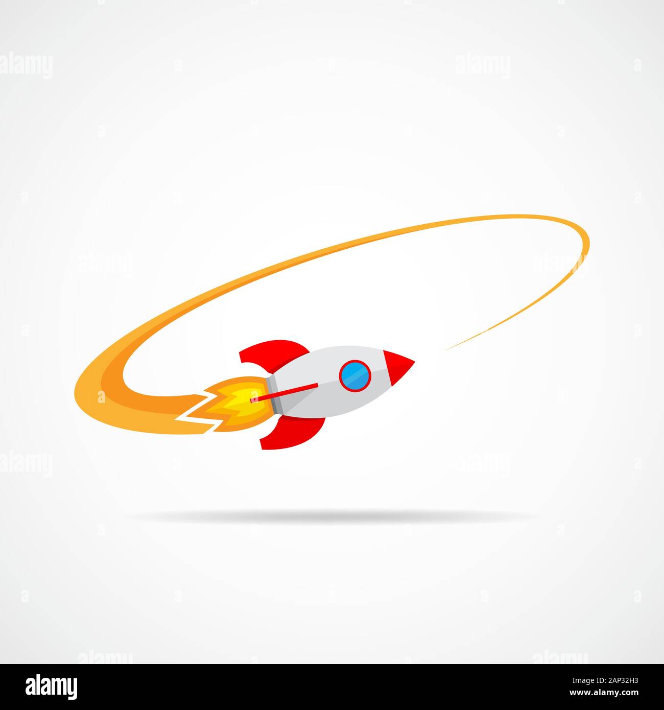 Flying space rocket. Space rocket symbol in flat design. Concept of ...