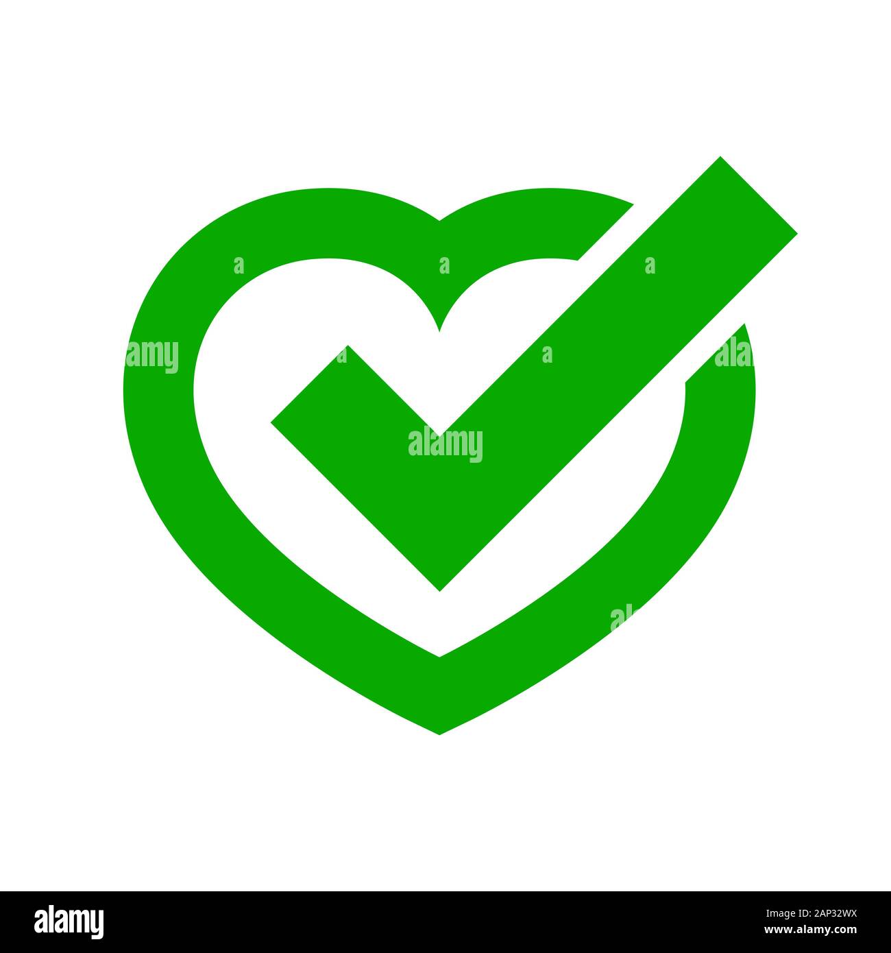 Heart with Yes check mark. Vector illustration. Green heart with check ...