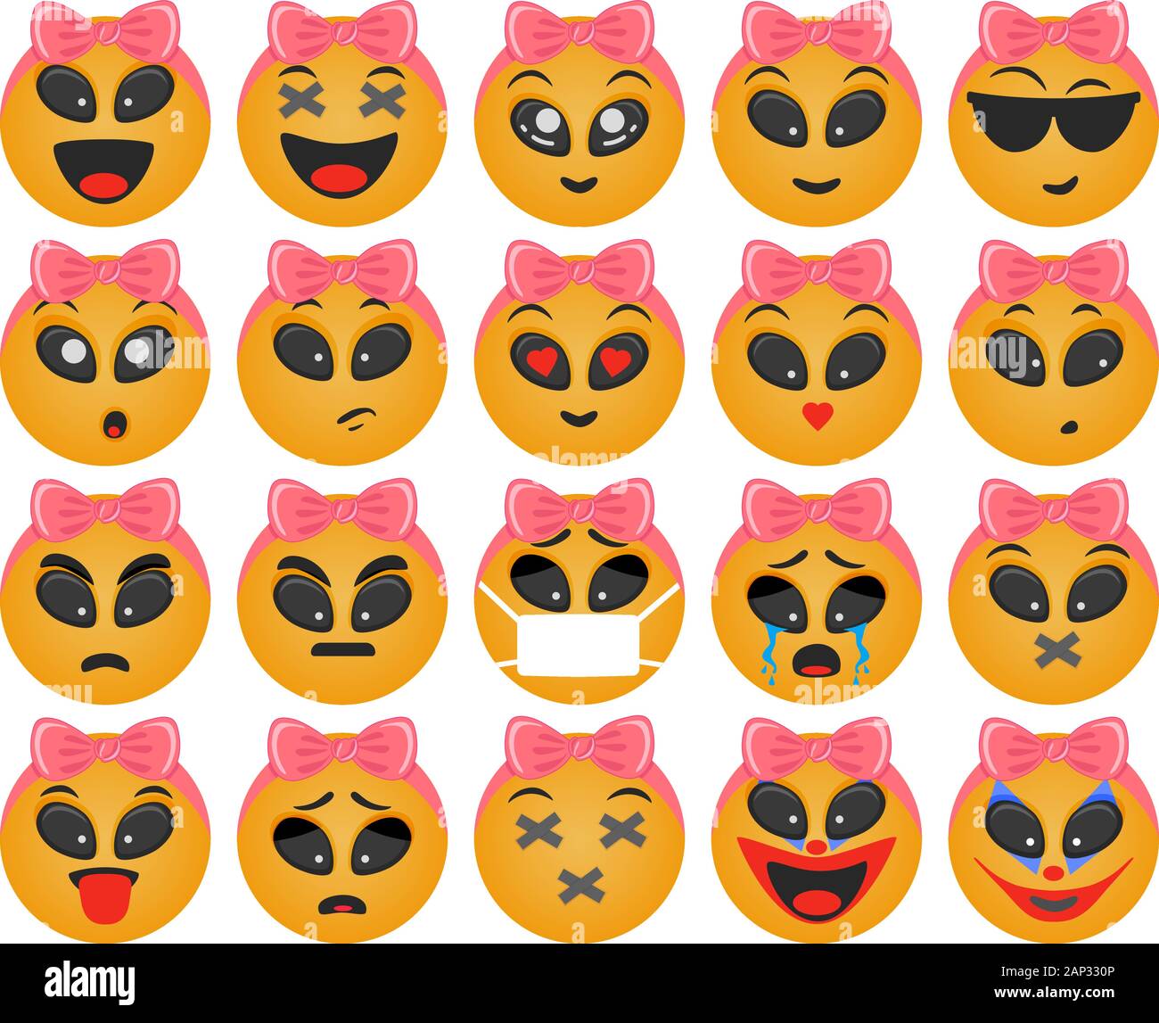 Emoticons girl set. Smile vector. Face emotions for chat Stock Vector ...