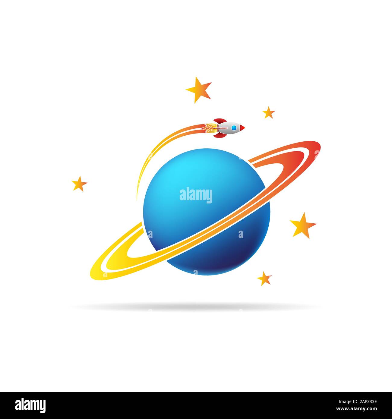 Flight space rocket around planet. Vector illustration. Space rocket ...