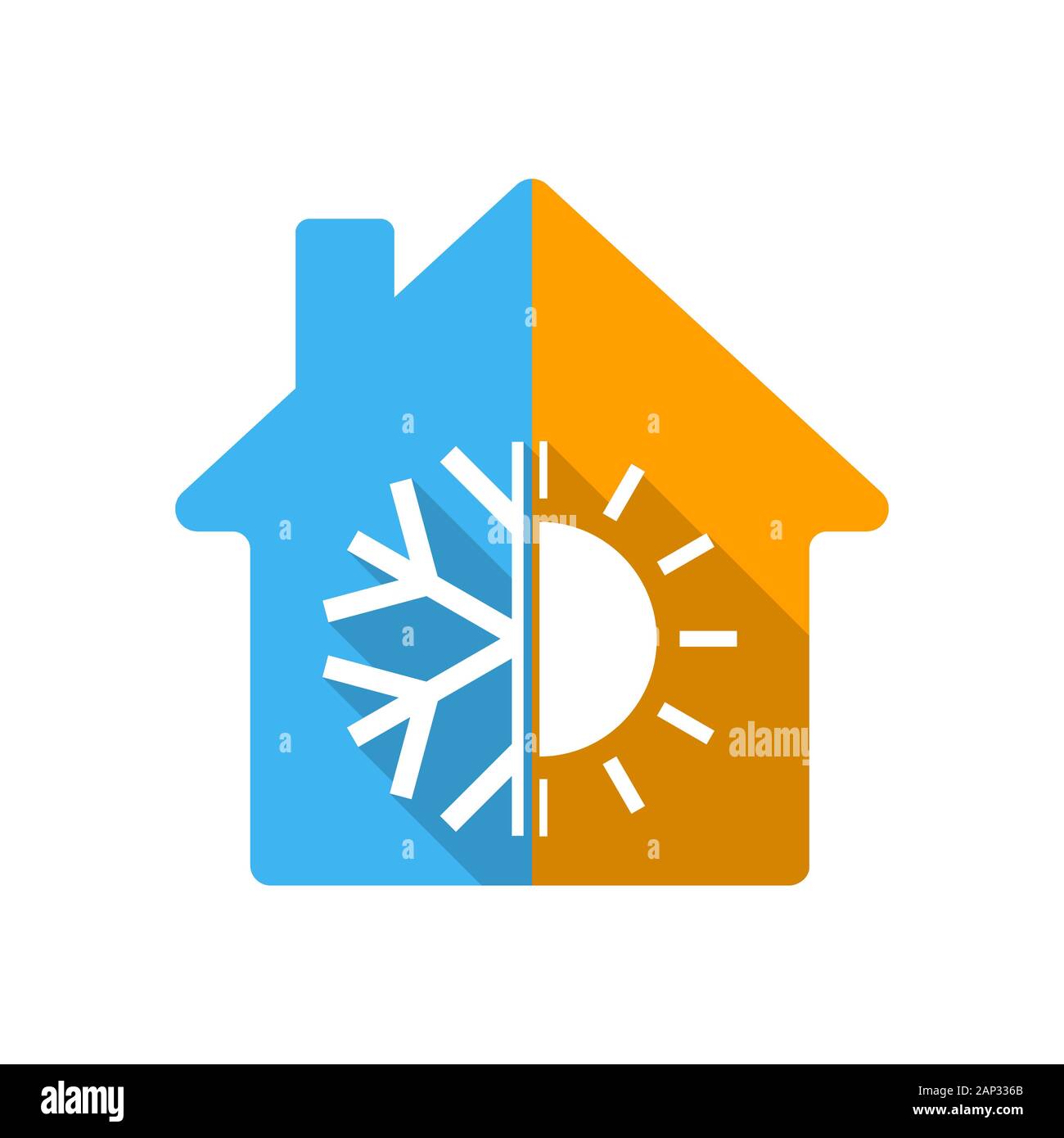 Colored house icon with sign of cold and hot. Vector illustration ...