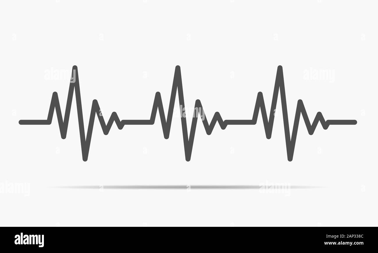 Gray heartbeat icon. Vector illustration. Heartbeat sign in flat design ...