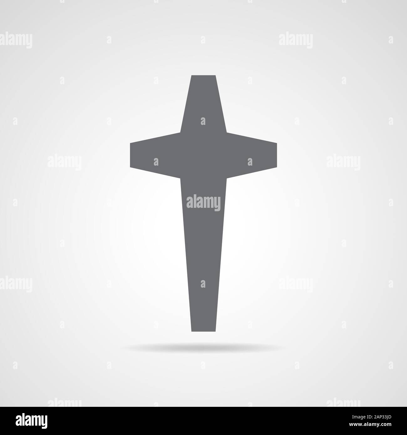 Gray Christian cross icon. Simple Christian cross on light background ...