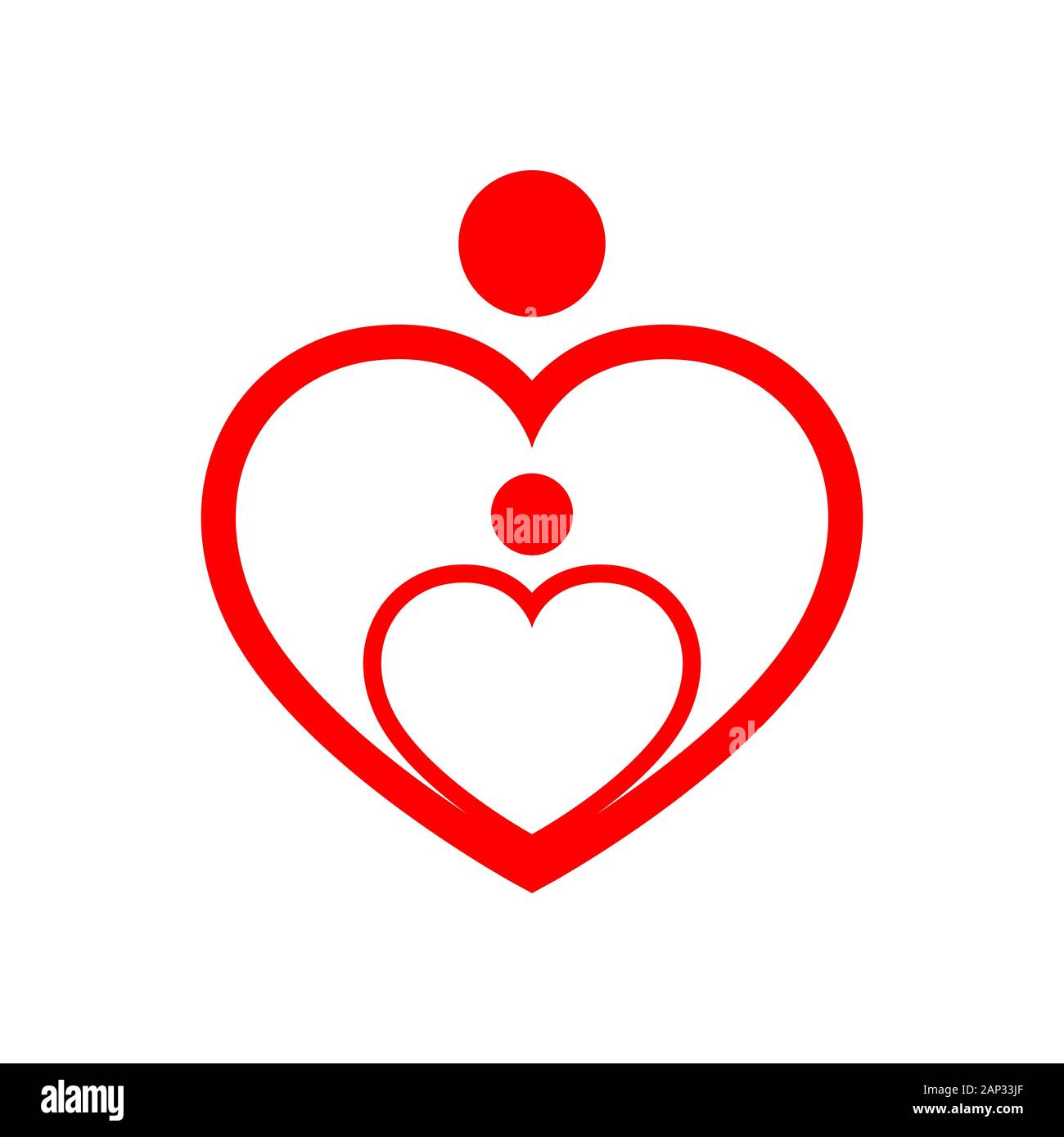 Family care symbol in the heart shape. Vector illustration. Concept of ...