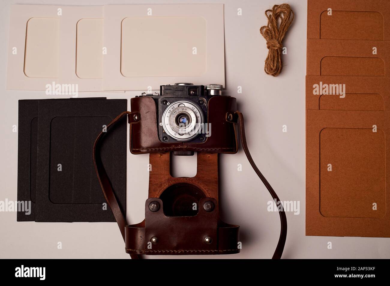 Storage and archiving of photos.Paper frames for photos, an old film ...