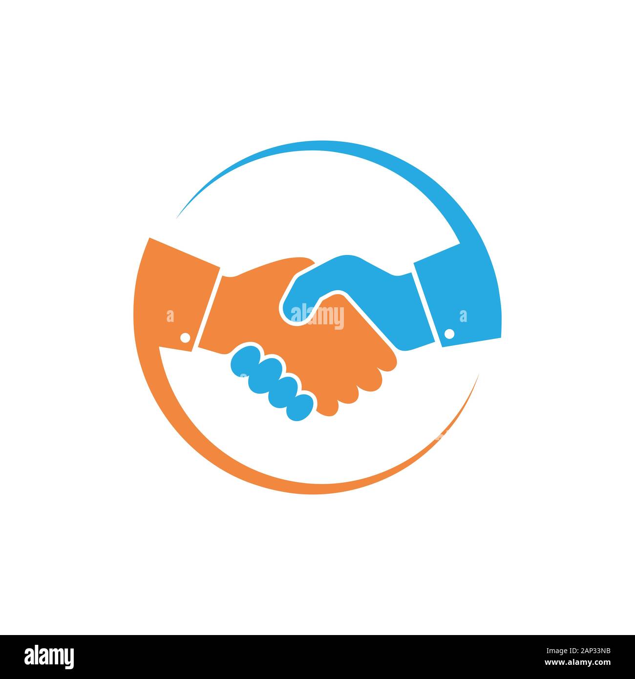 Abstract colored handshake icon. Handshake sign in the circle, on white ...
