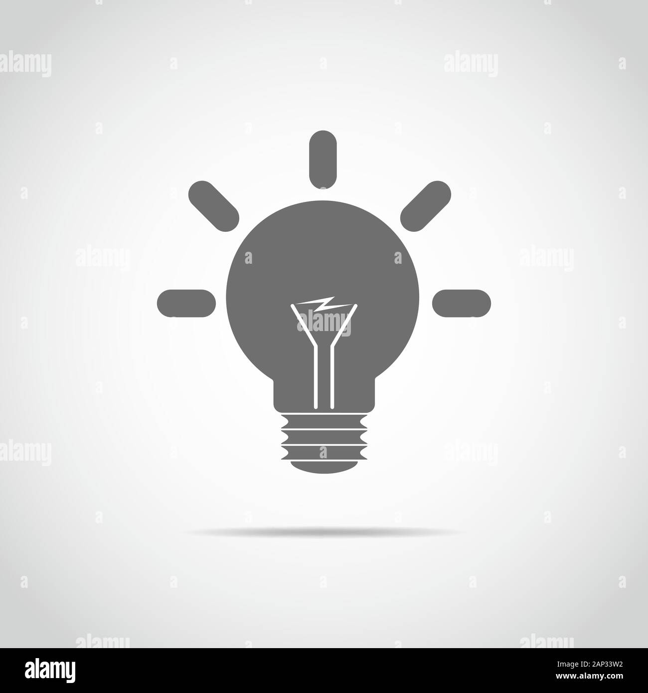 Light bulb icon in flat design. Gray bulb isolated on light background ...