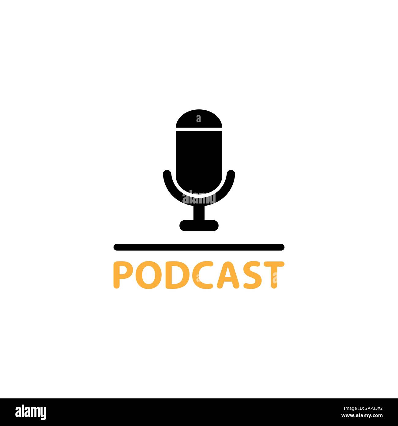 Podcast icon with inscription and microphone. Vector Stock Vector Image ...