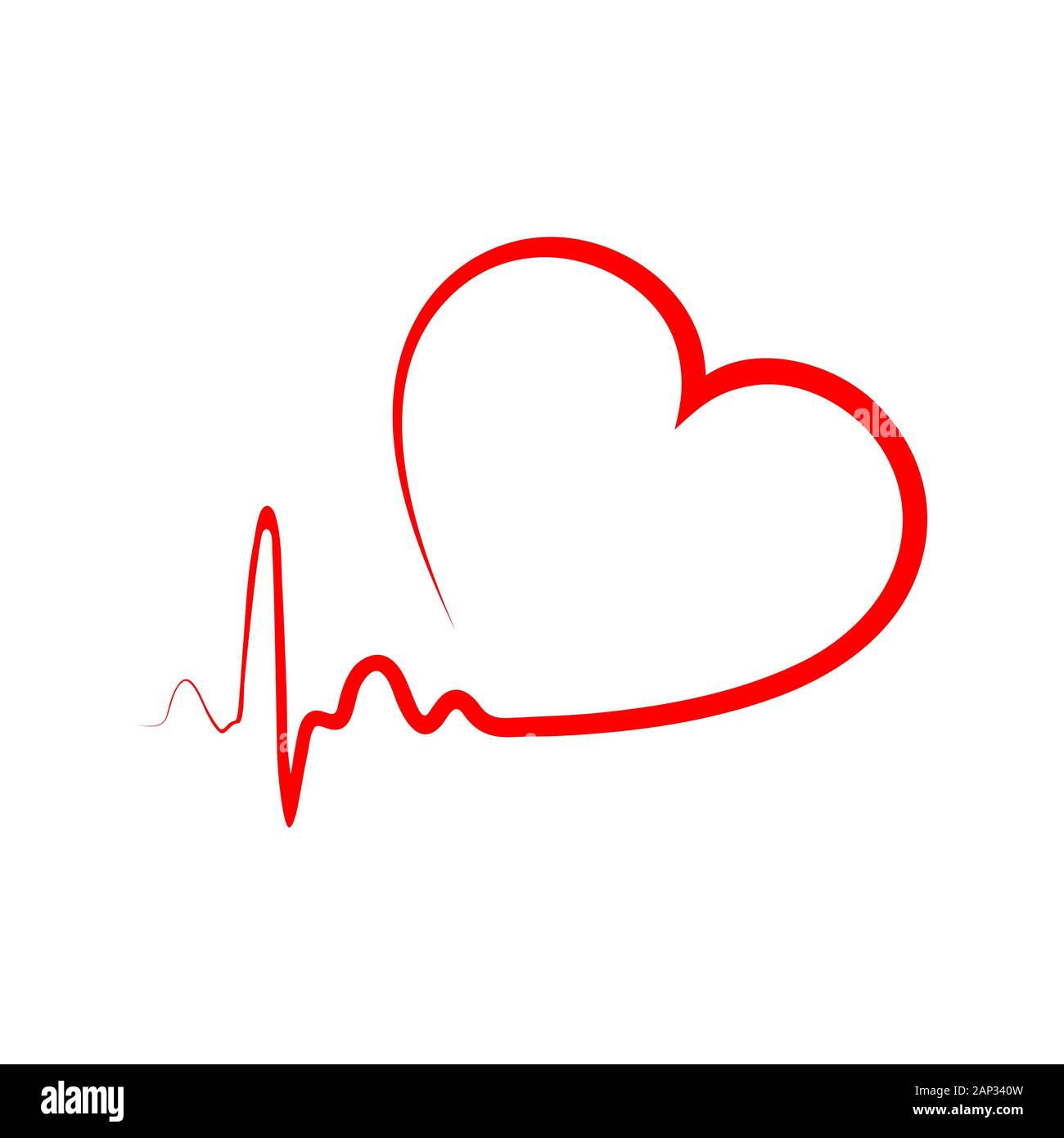 Red heart icon with sign heartbeat. Vector illustration. Heart sign in ...