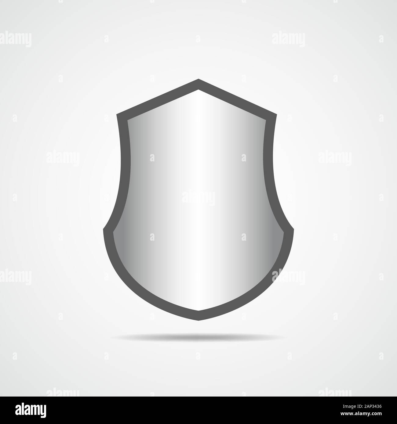 Gray shield in flat design. Shield icon isolated. Vector illustration ...