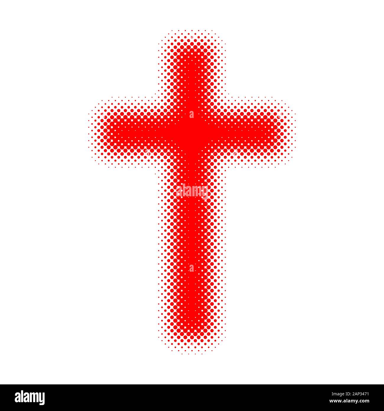 Red Christian cross in halftone design. Vector illustration. Abstract ...
