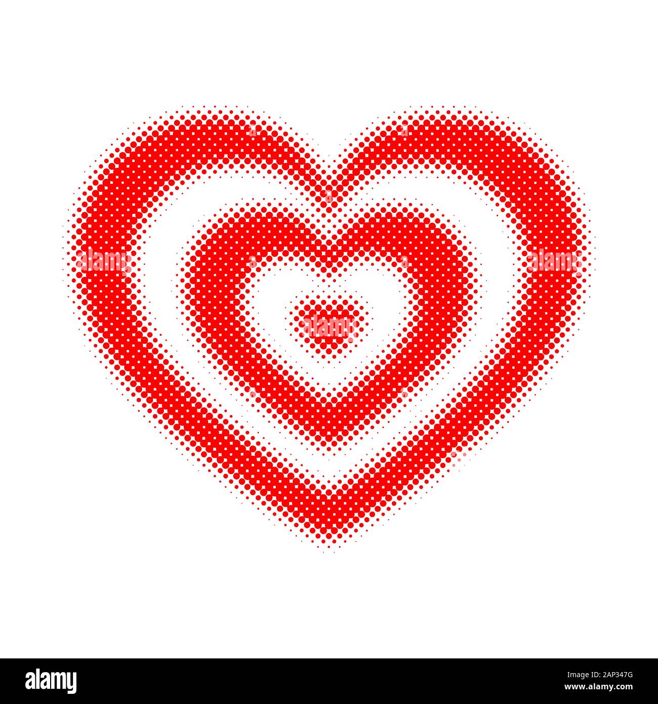 Red heart halftone. Vector illustration. Abstract dots heart as a ...