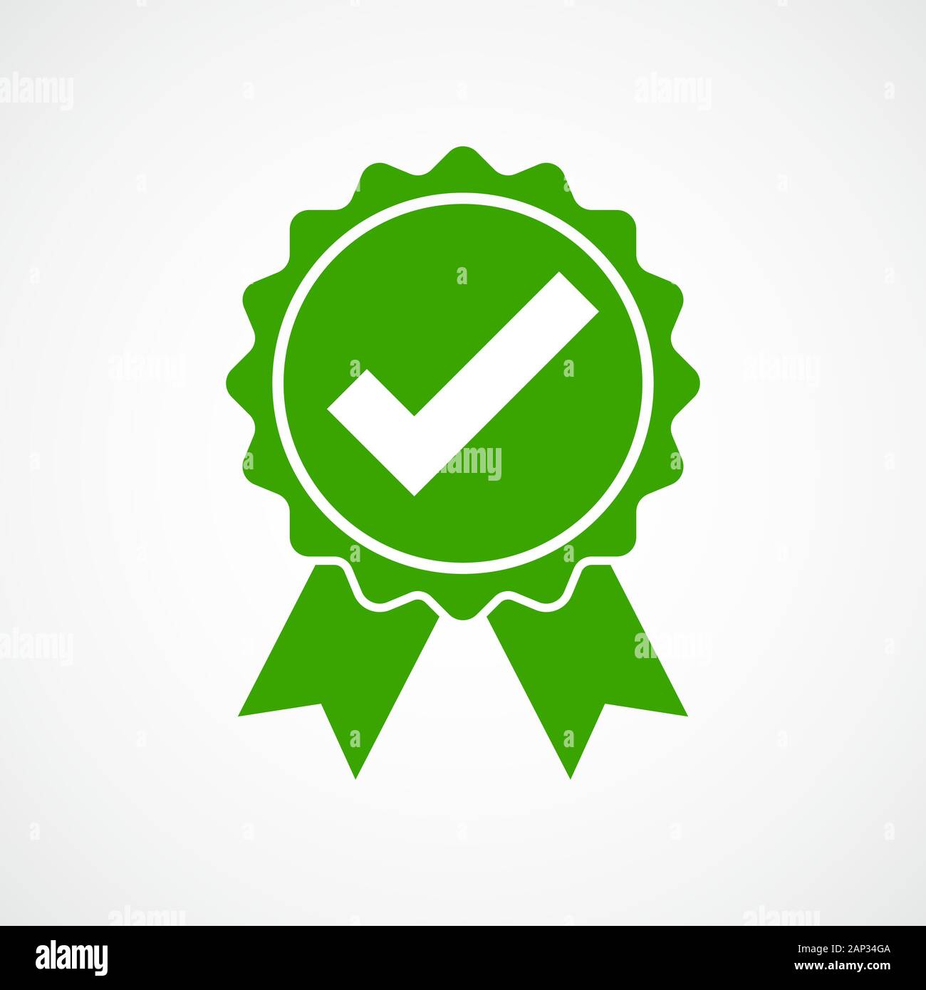 Green approved icon in flat design. Check mark on light background ...