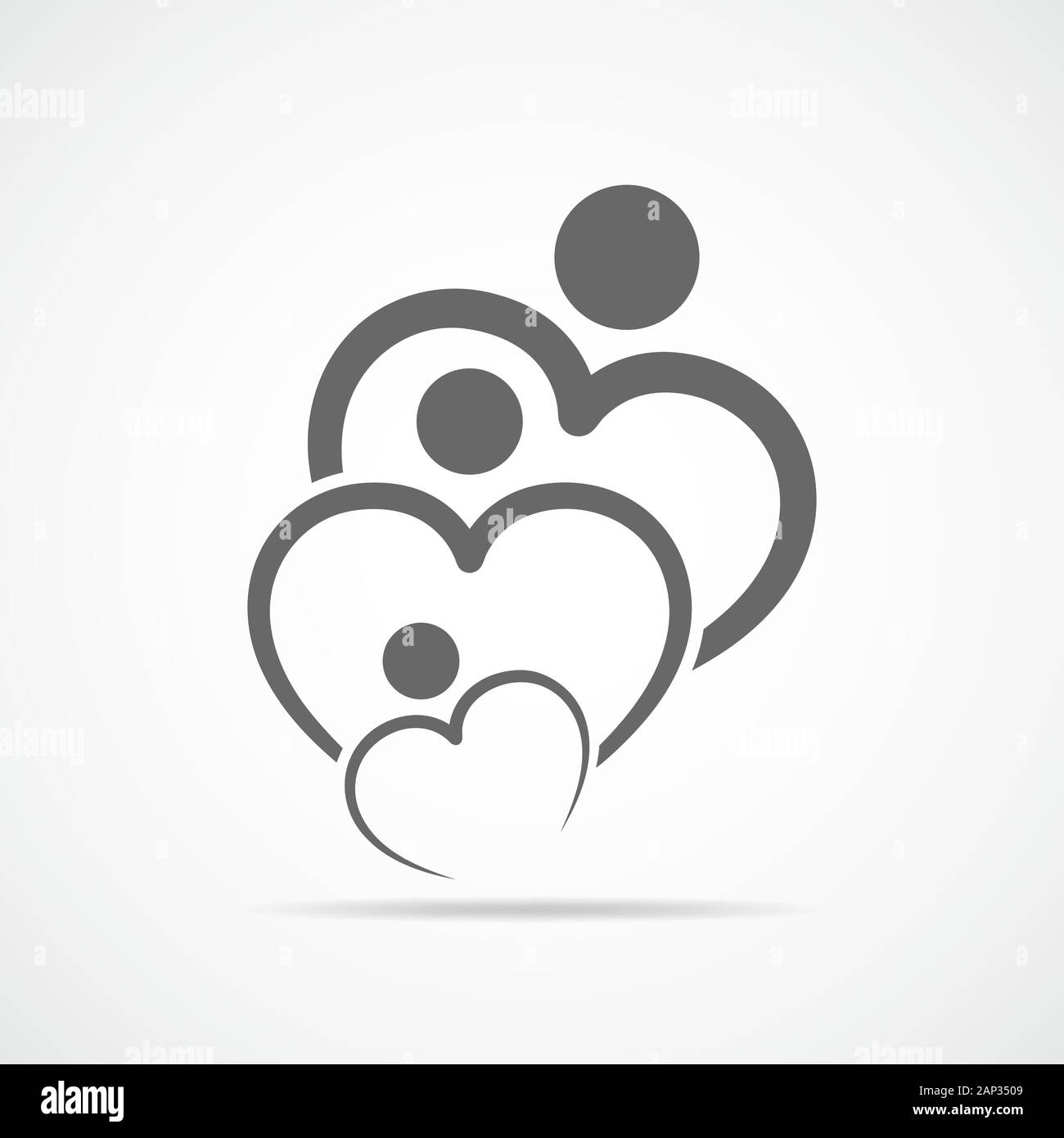 Family care symbol in the heart shape. Vector illustration. Concept of ... Family care symbol in the heart shape. Vector illustration. Concept of ...