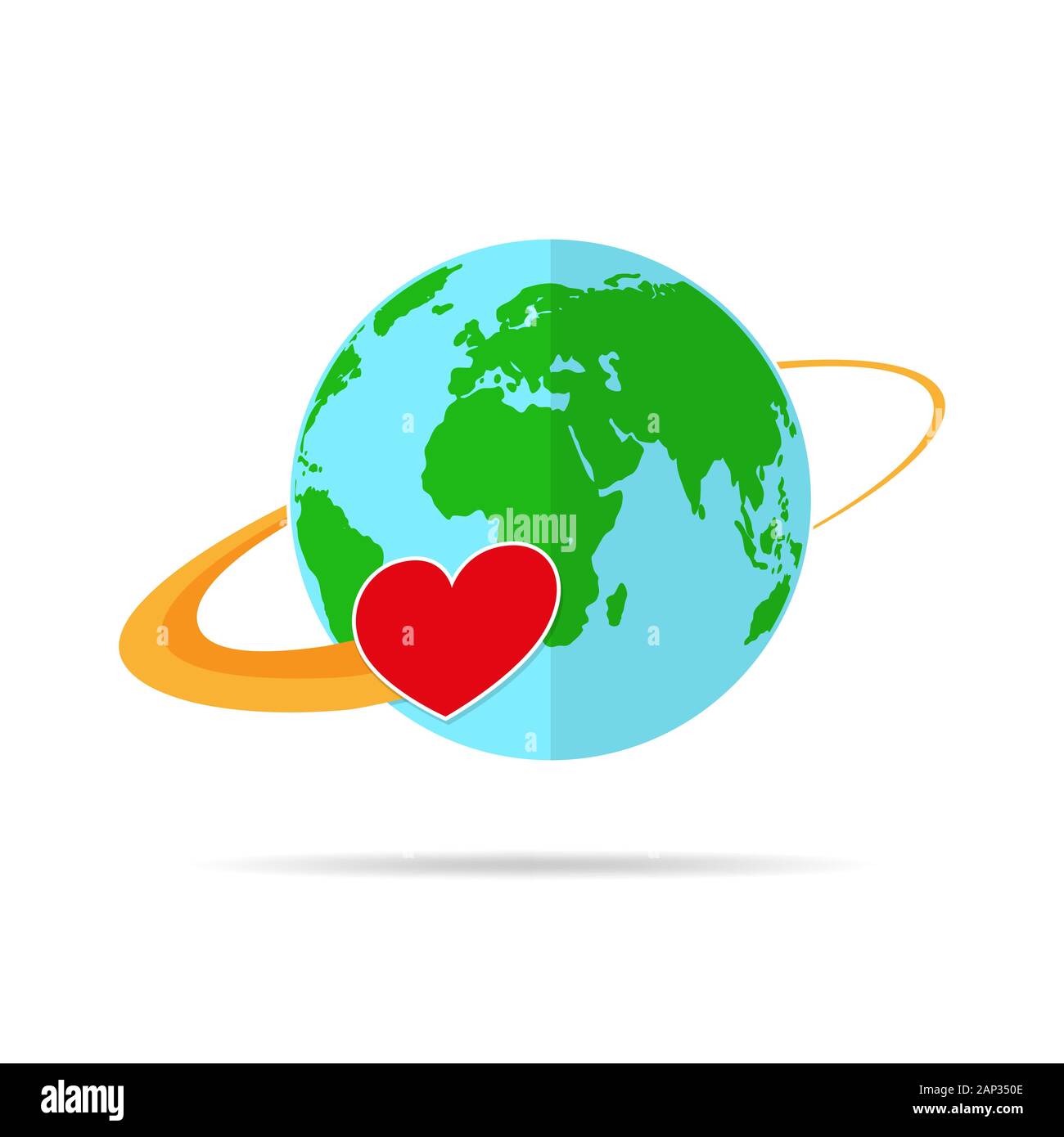 Concept of the air travel and global love. Vector illustration. Heart ...