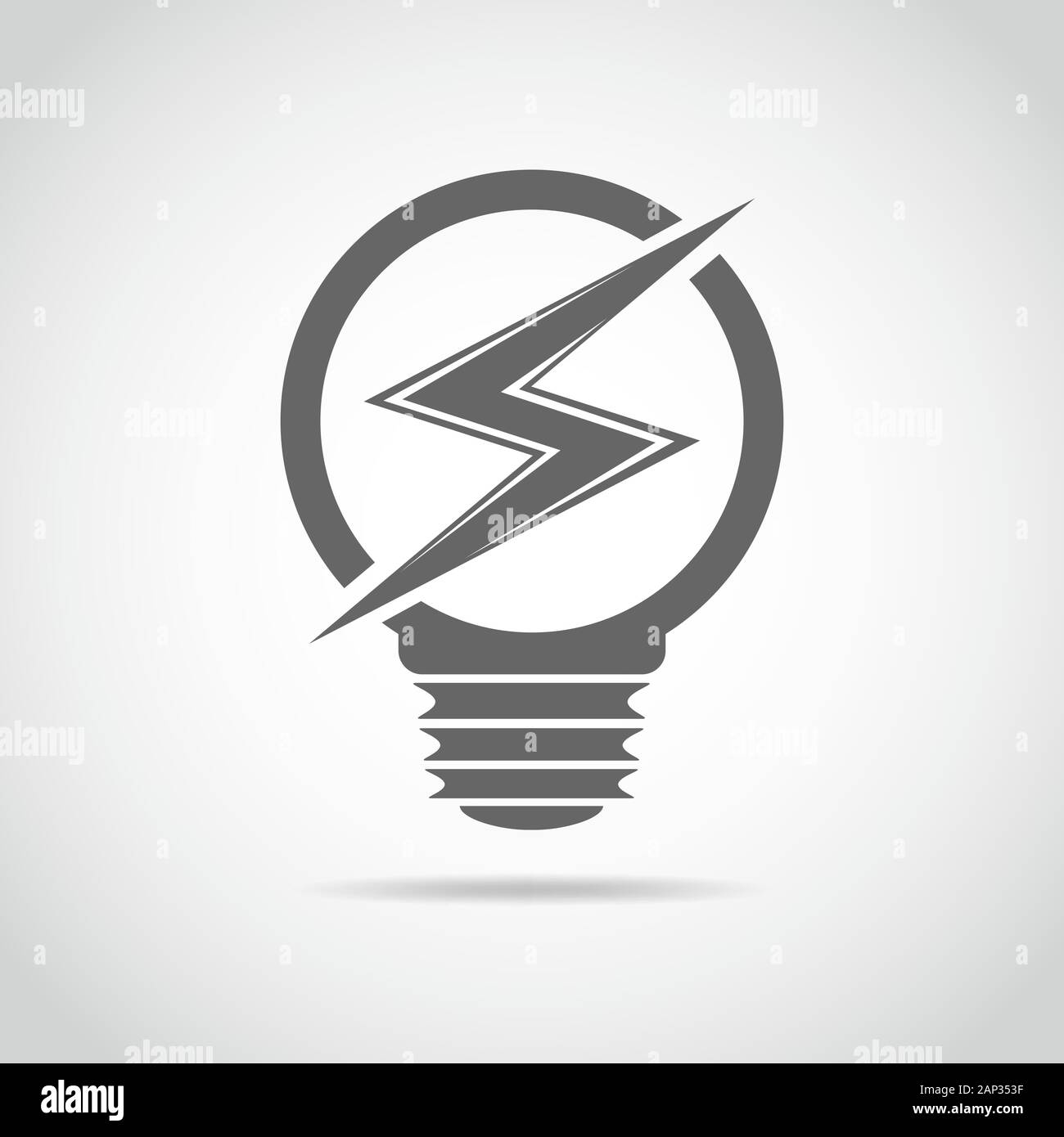 Light bulb icon with lightning, isolated on white background. Vector ...