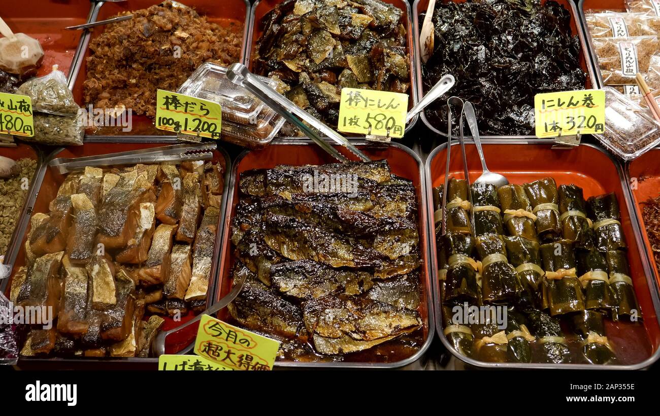 marinated fish for sale at nishiki market in kyoto Stock Photo - Alamy