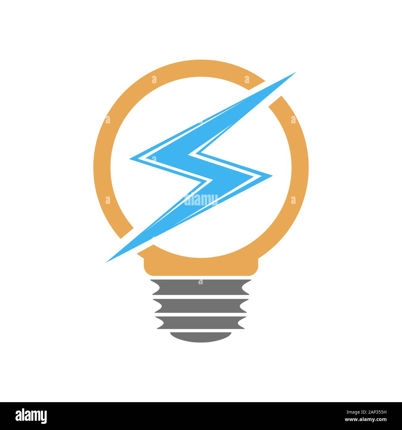 Light bulb icon with lightning, isolated on white background. Vector ...