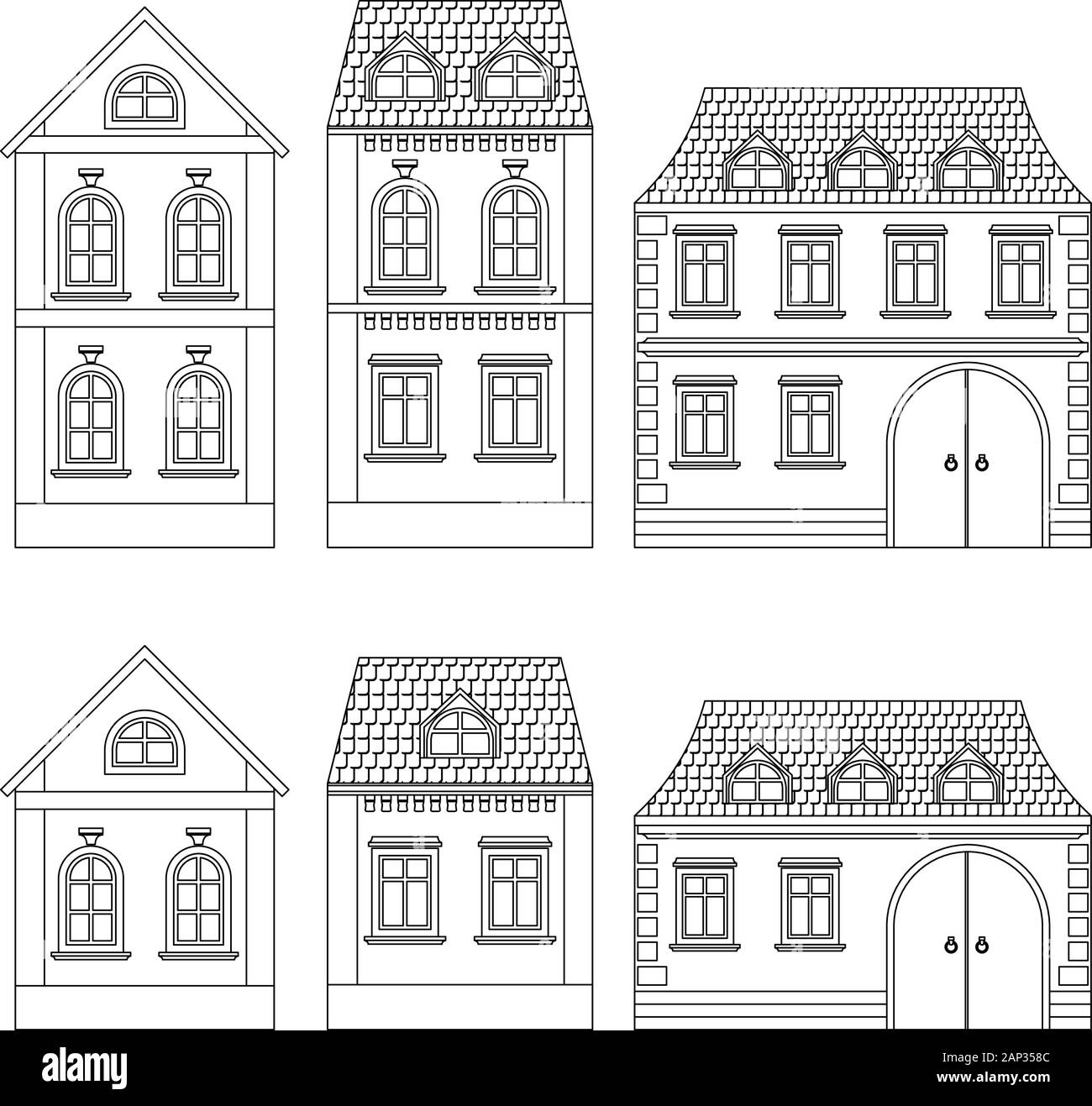 Houses. Outline drawings of buildings Stock Vector Image & Art - Alamy