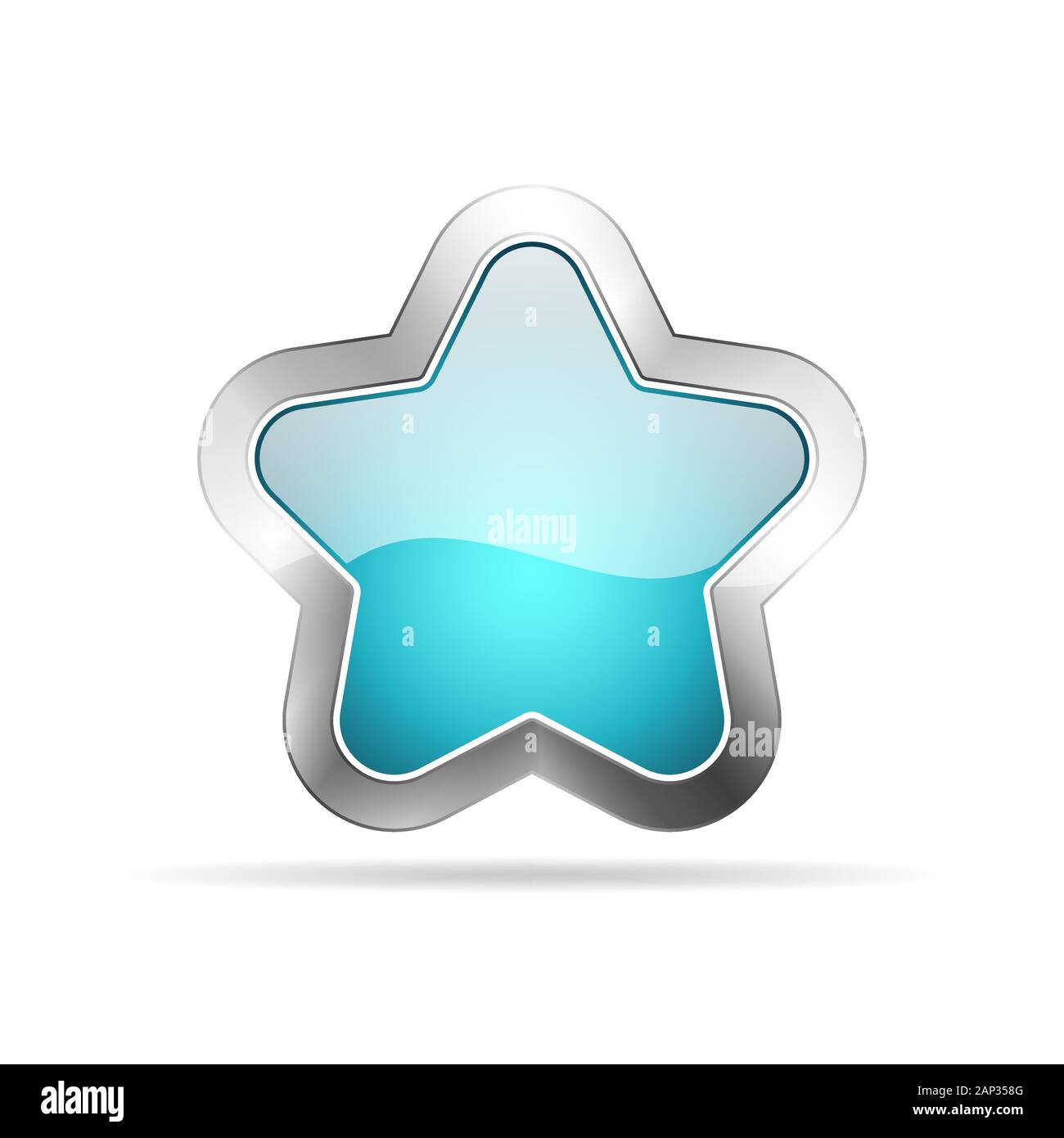 Blue glossy star icon isolated on white background. Vector illustration ...