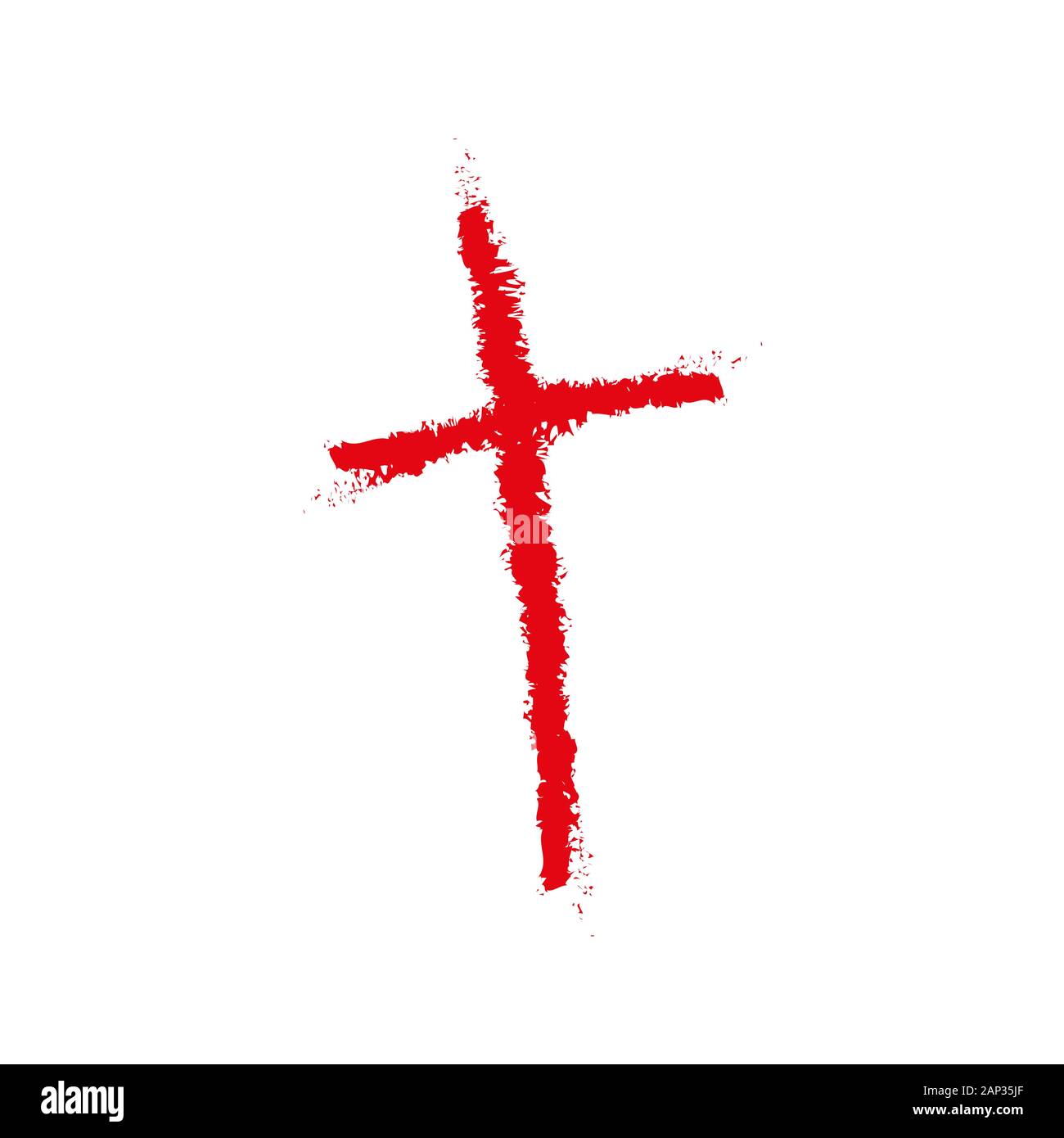 Hand drawn Christian cross icon. Vector illustration. Hand drawn red ...