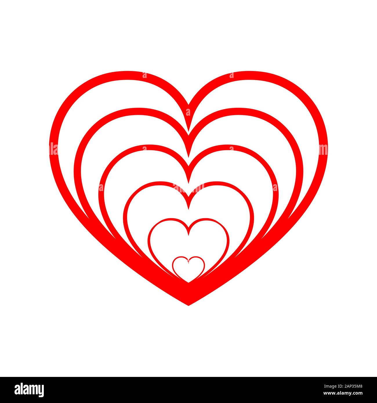 Abstract heart shape outline. Vector illustration. Red heart icon in ...