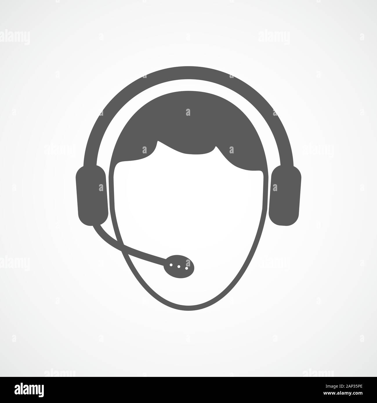 Man with headphone icon in flat design. Vector illustration. Support ...