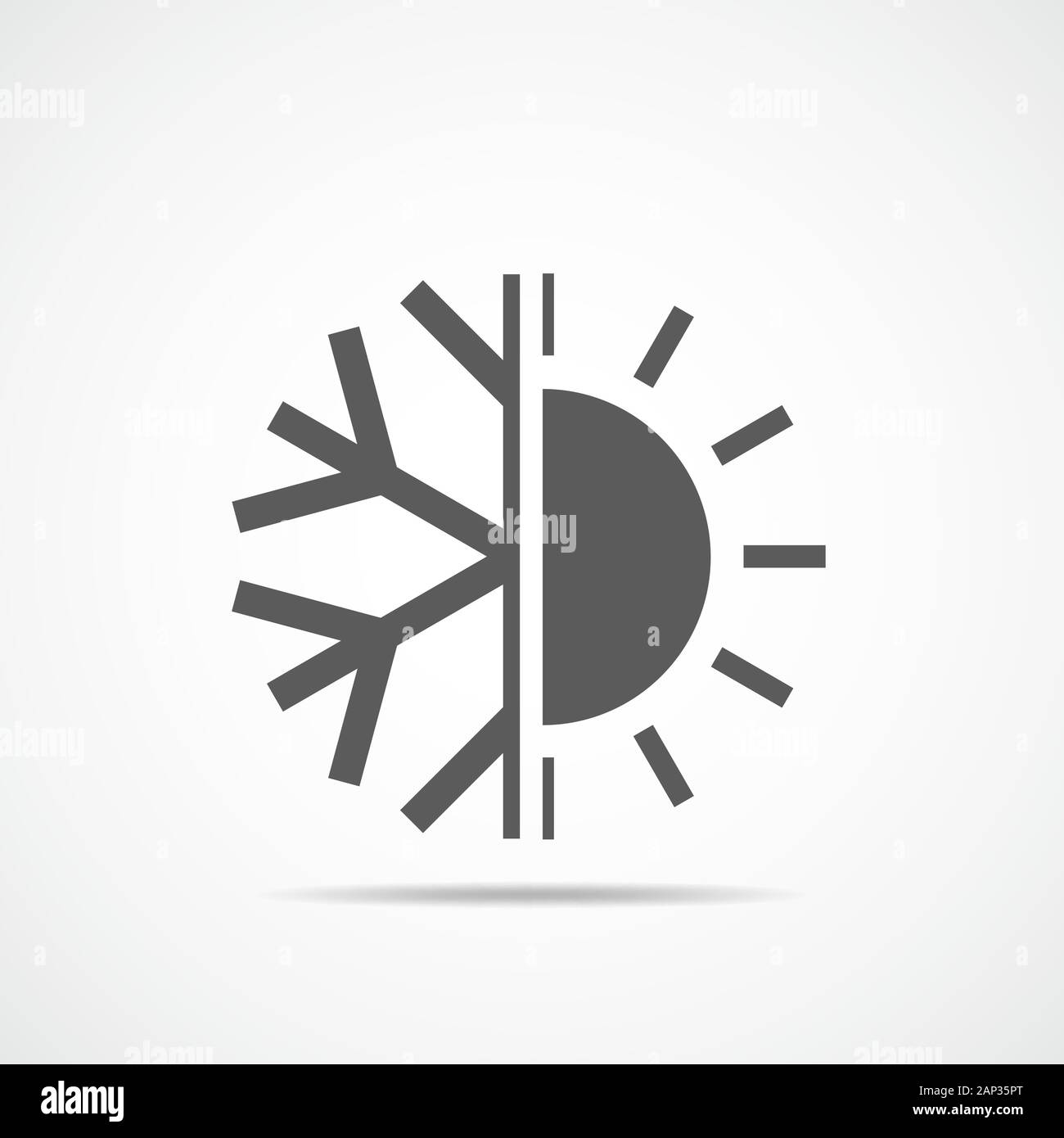 Sun and snowflake symbol of air conditioner. Vector illustration. Hot ...