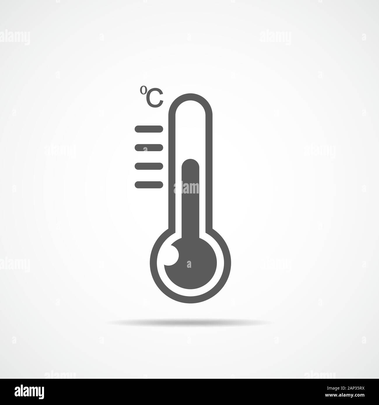 Gray thermometer icon in flat design. Vector illustration. Hot or cold ...