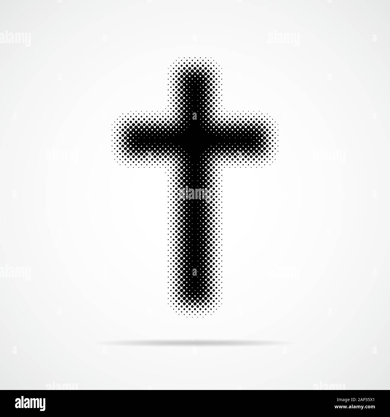 Black Christian cross in halftone design. Vector illustration. Abstract ...