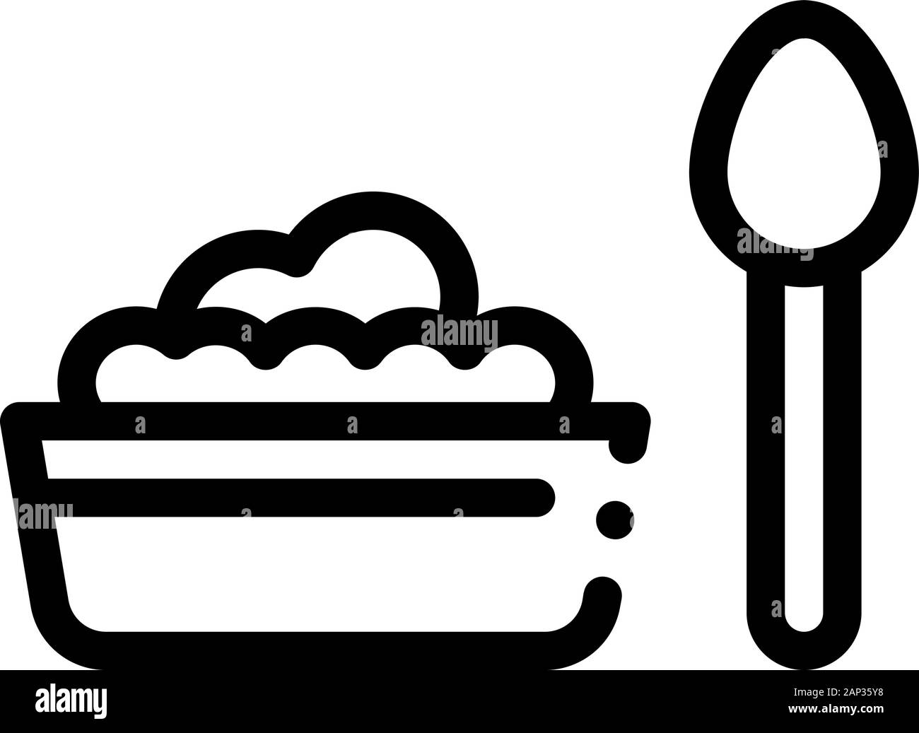 Food Plate Spoon Icon Vector Outline Illustration Stock Vector Image ...