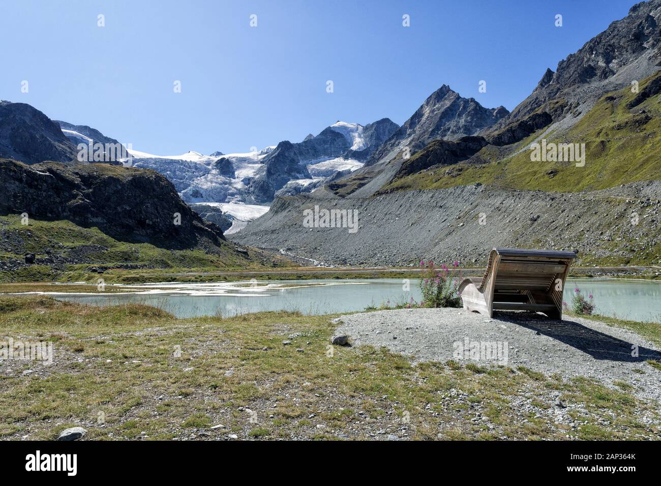 View of the Moiry Glacier at the Lac de Châteaupré, Val de Moiry ...