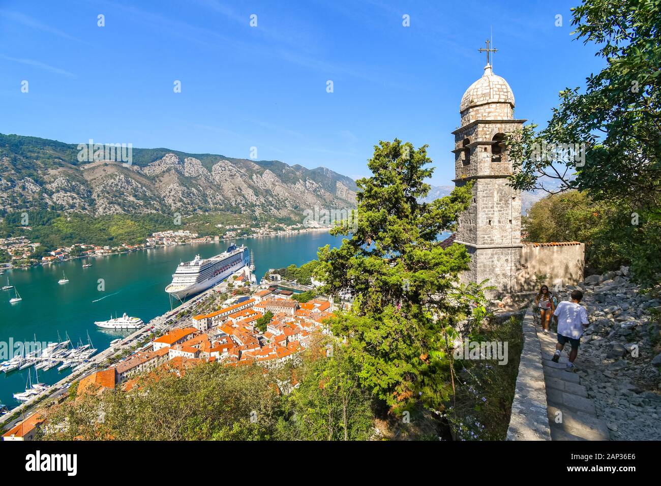 Steep steps reach the tower of Saint John Church, part of the ruins of ...