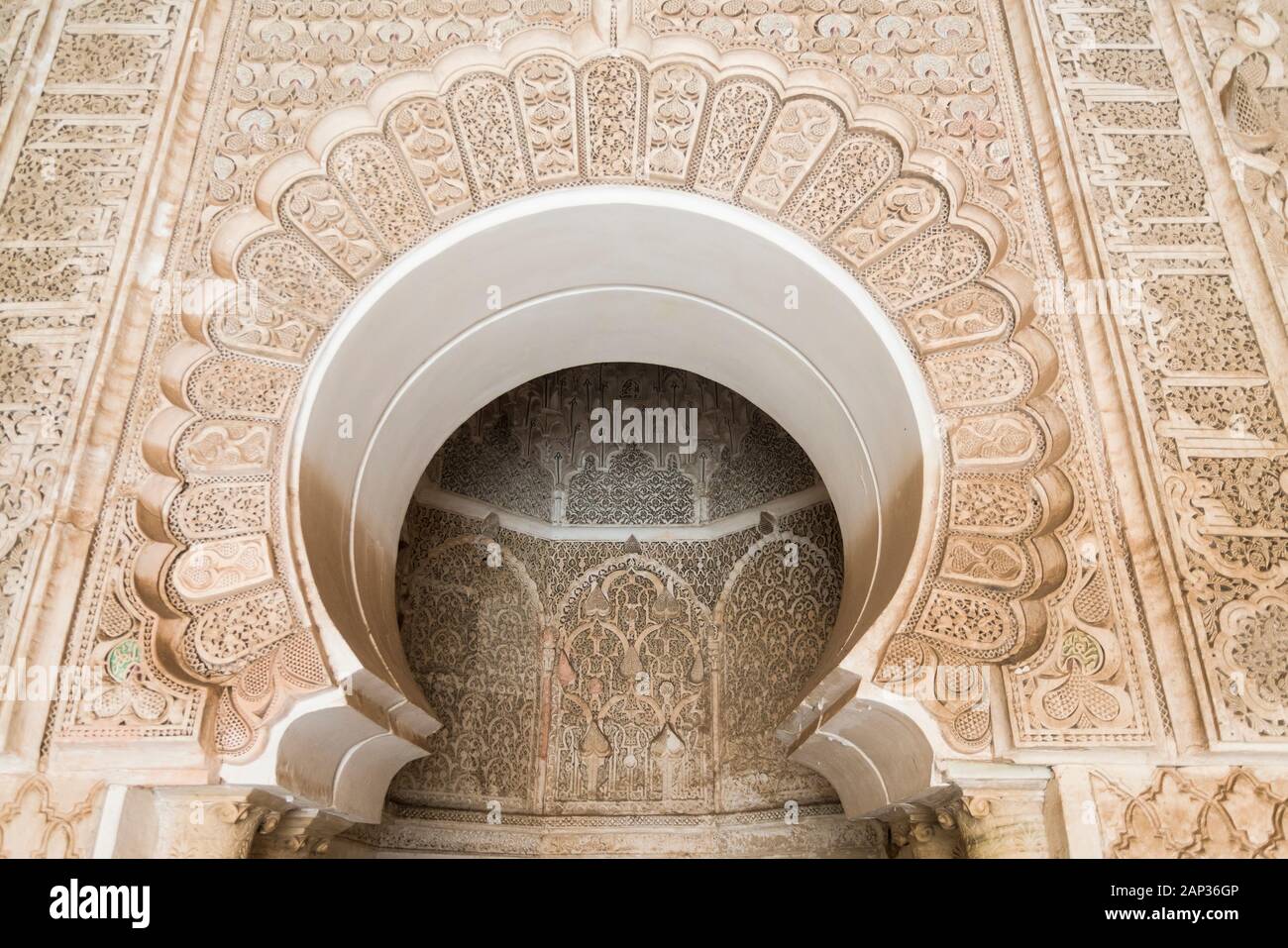 Details of Altar at Ben Youssef Madrasa Islamic college in Marrakesh ...