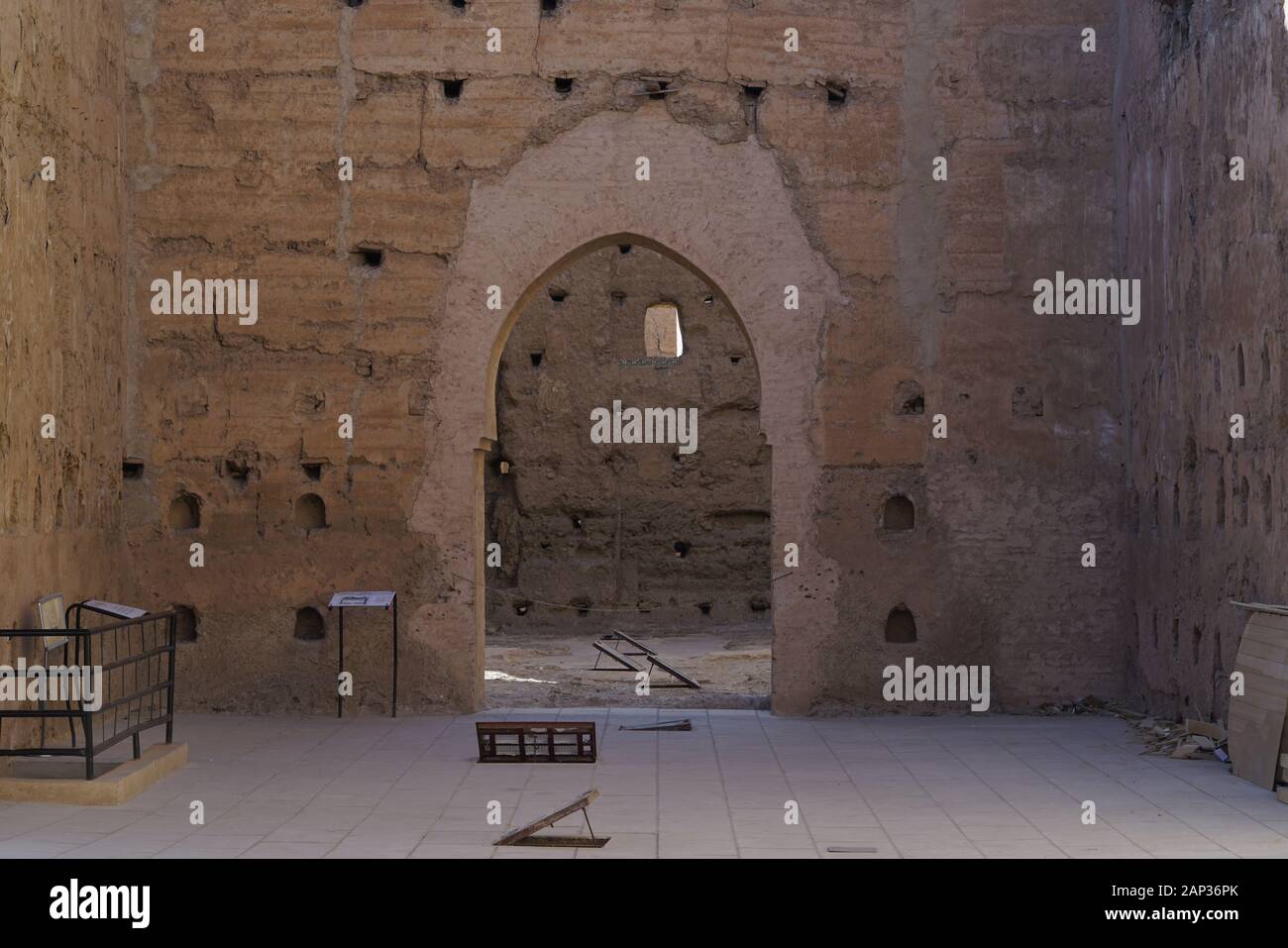 Details of the ruins of El Badii Palace in Marrakech Stock Photo - Alamy