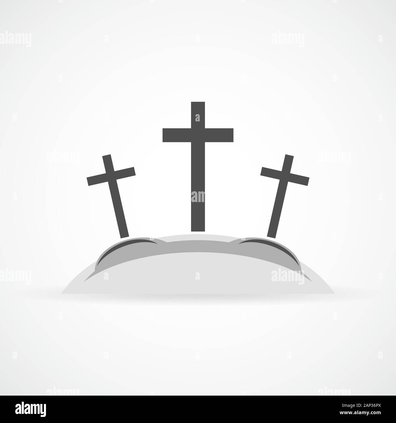 Gray Calvary icon with three crosses on light background. Vector ...