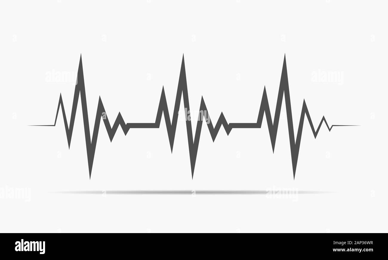 Gray heartbeat icon. Vector illustration. Heartbeat sign in flat design ...